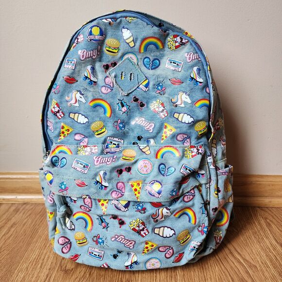 Unbranded | Accessories | Girls Denim Backpack Rainbow Unicorn Ice ...